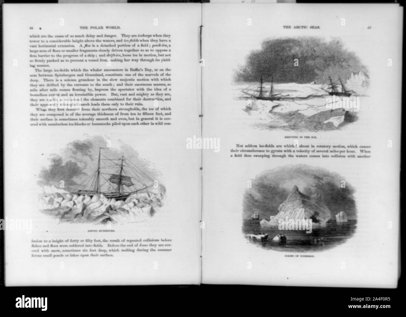 Three illustrations of ships and icebergs Stock Photo - Alamy