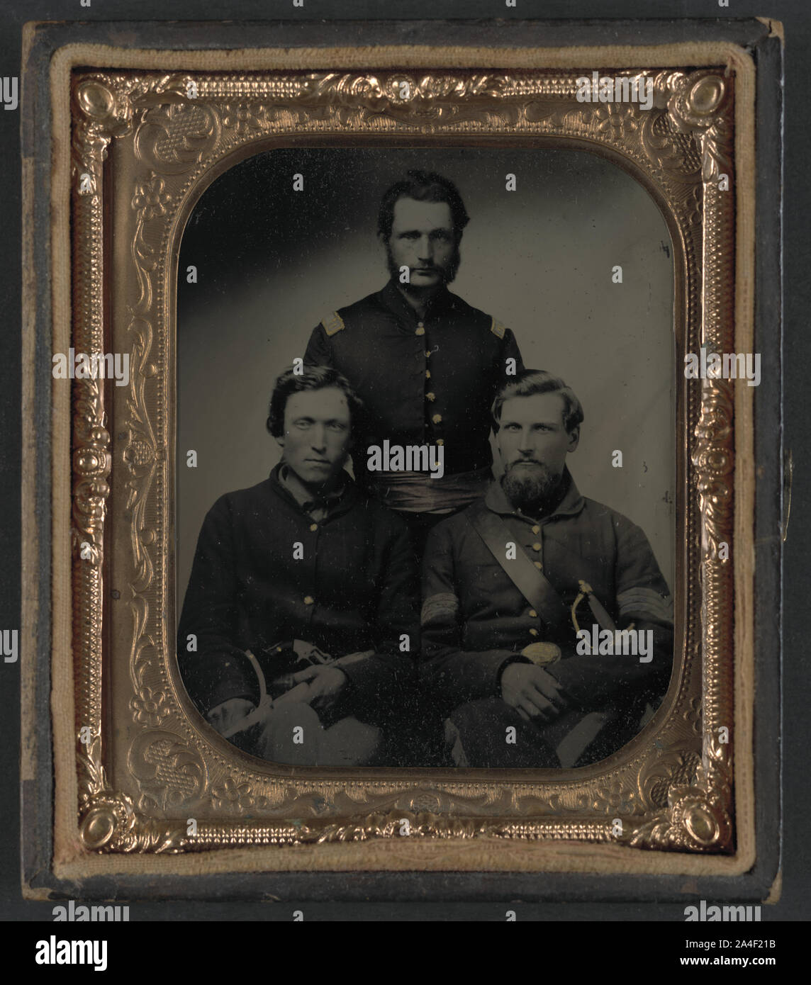 Three unidentified soldiers, probably of Company B, 23rd Ohio Infantry ...