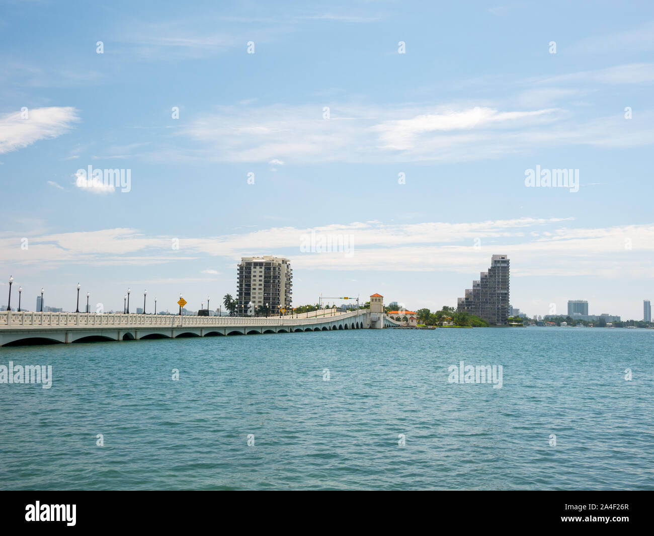 Miami Venetian Causeway Drawbridge and Skyline Stock Photo - Alamy