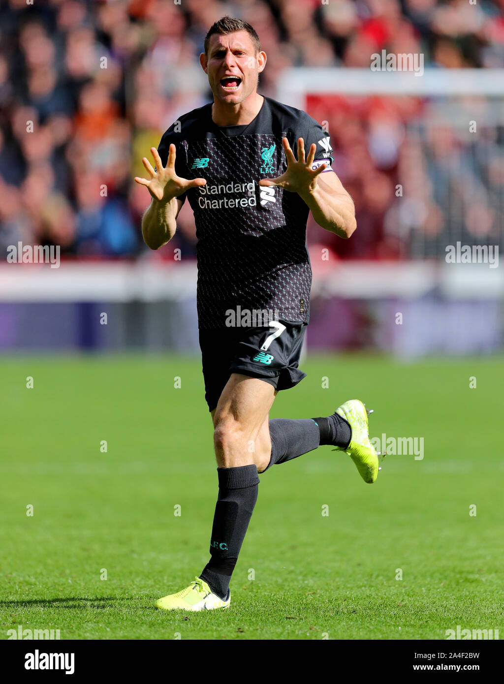 Liverpool's James Milner in action during the Premier League match at ...