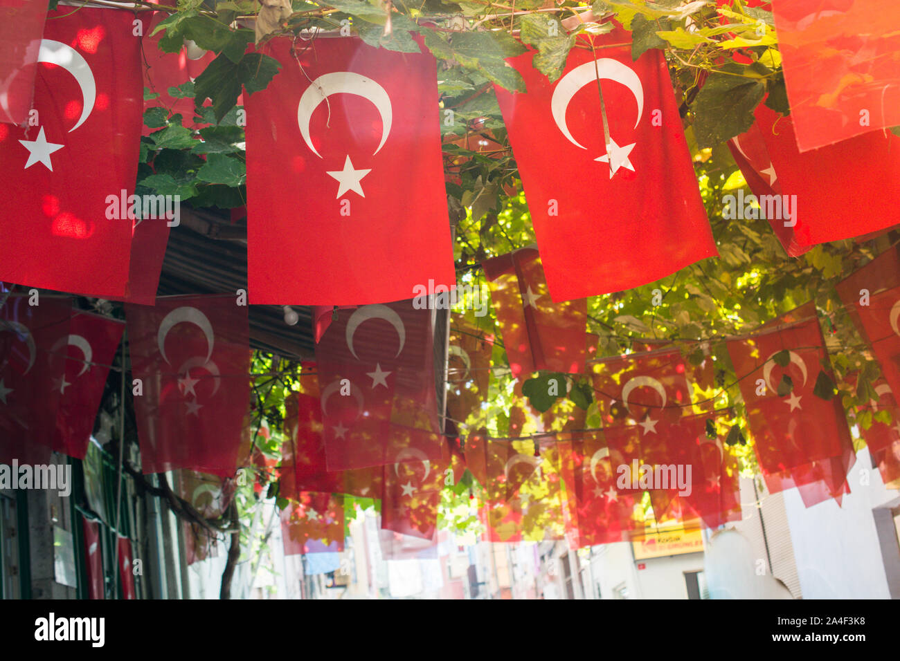 Turkish national flag in open air on a rope Stock Photo - Alamy