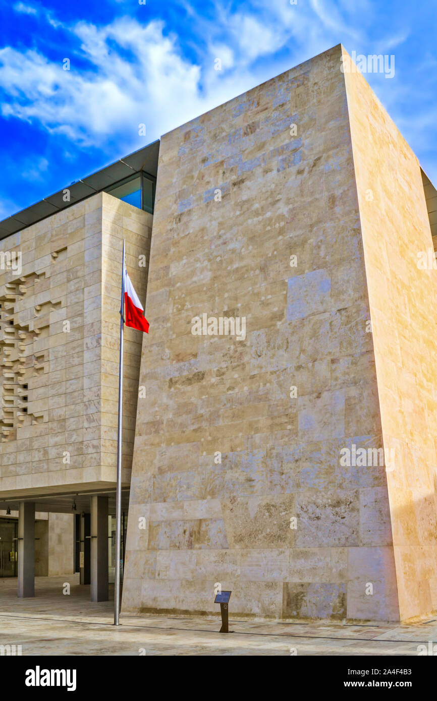 Malta, Valletta: View of the new modern building of the Maltese ...