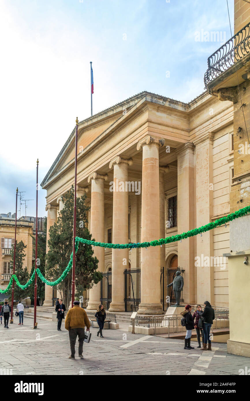 Malta, Valletta: The columned façade of the neo-classical Law Courts ...
