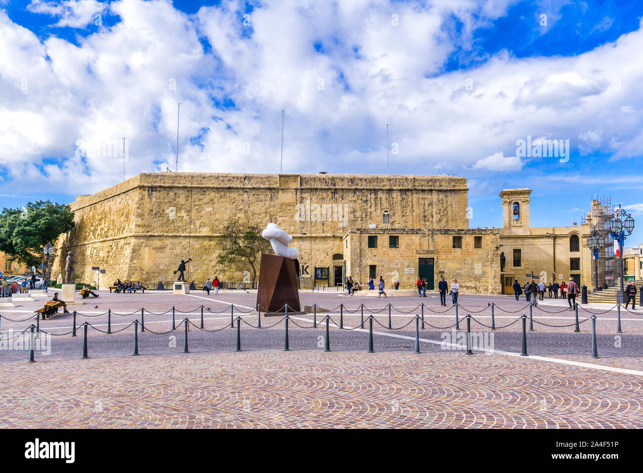 Valletta’s Castille Place with the Migration Summit Monument, Saint ...