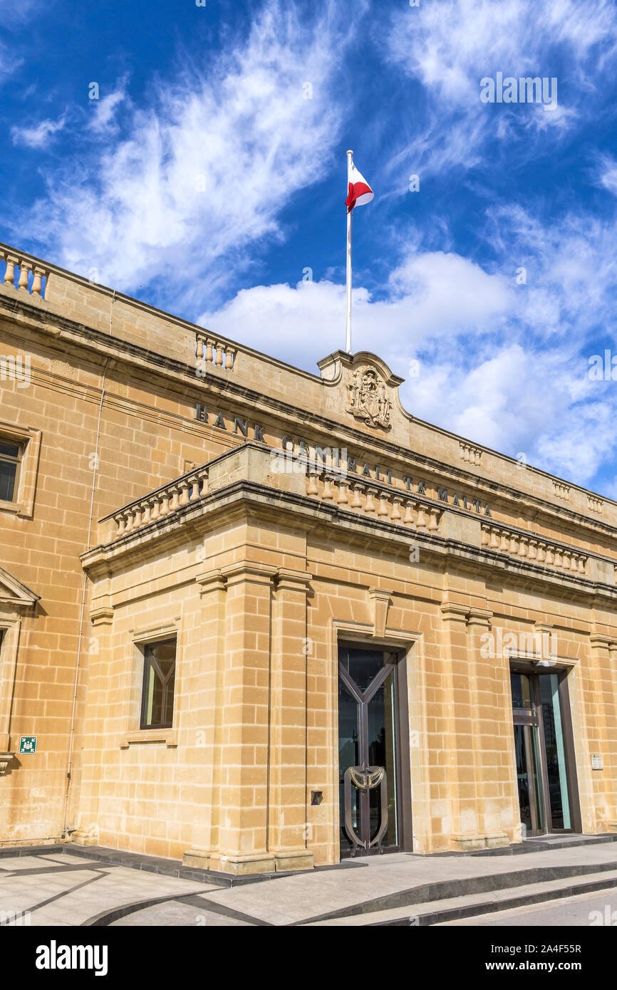 20th-century building of the Central Bank of Malta in Valletta Stock ...
