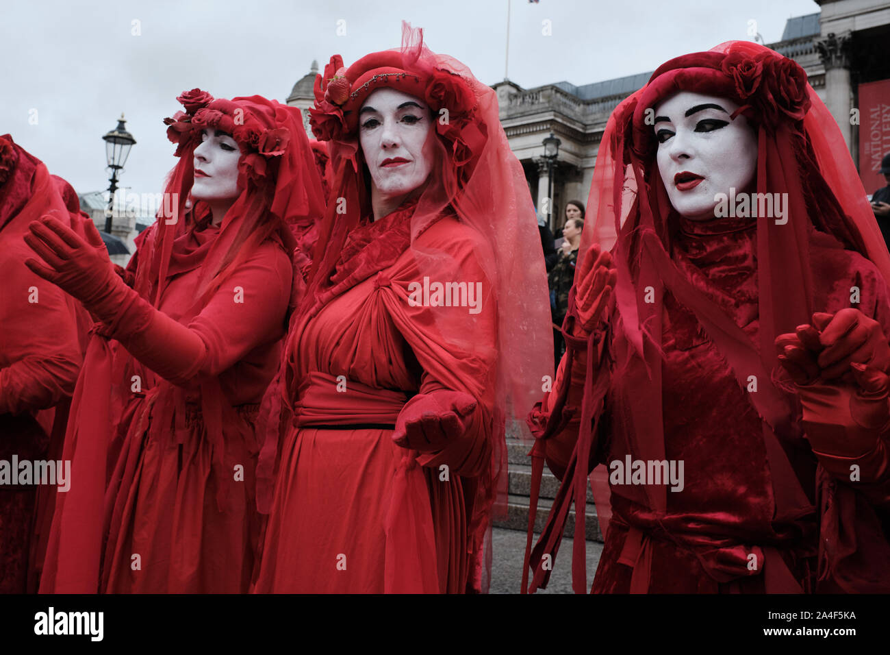 The Red Brigade during Extinction Rebellion protest in Trafalgar Square ...