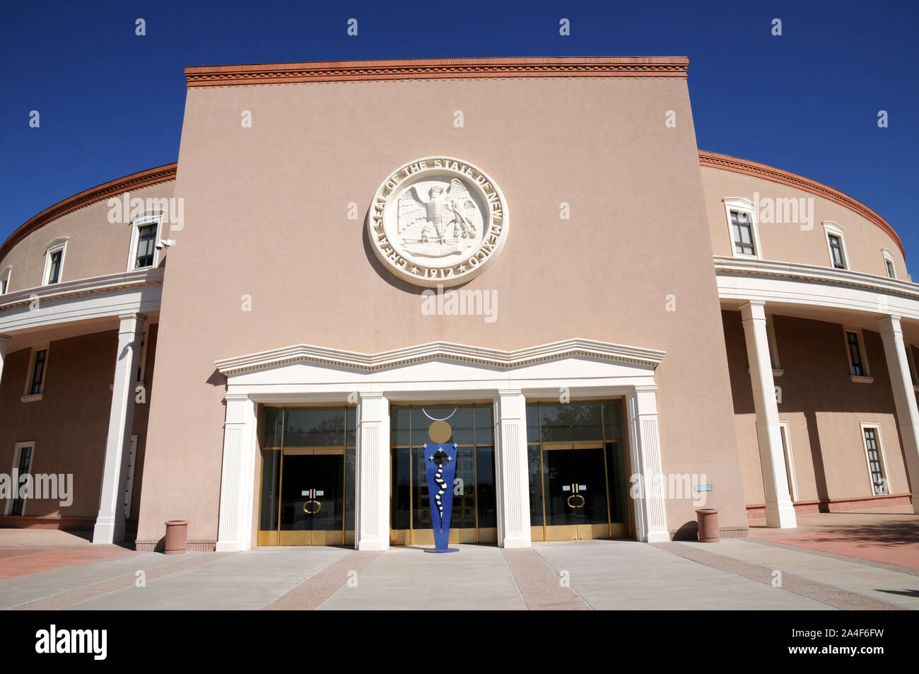 Exterior of the New Mexico State Capitol. It is the only round capitol ...