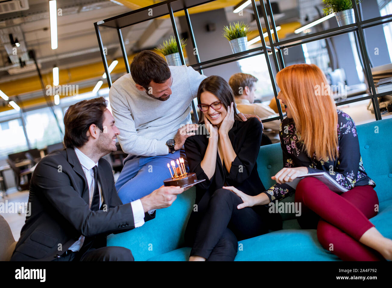Office party coworkers celebrating enjoying hi-res stock photography ...