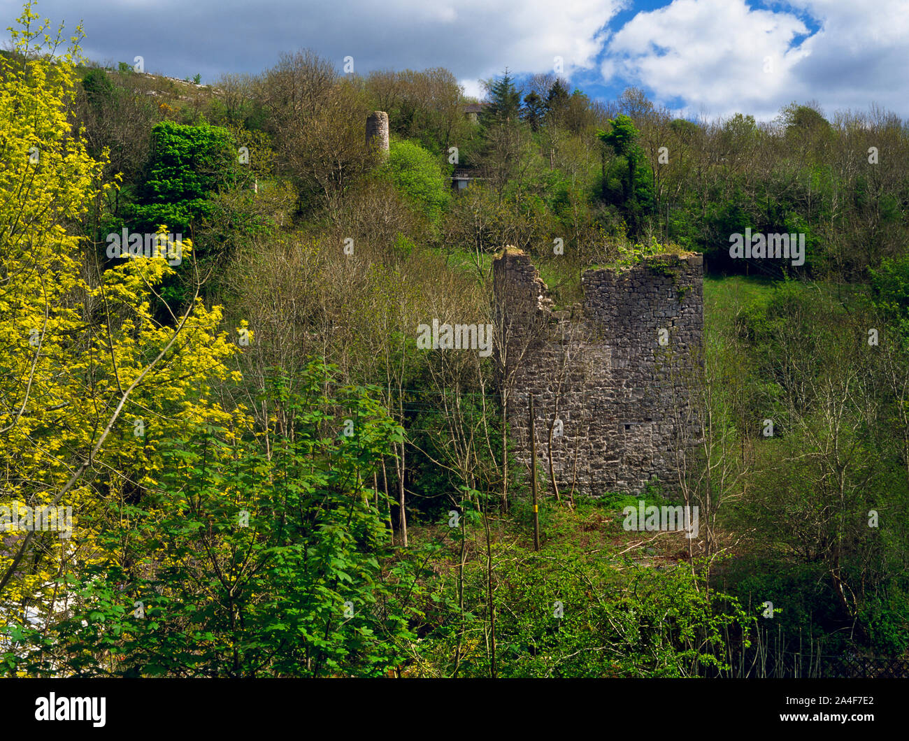 View E of Nant Lead Mine steam pumping engine house & its chimney ...