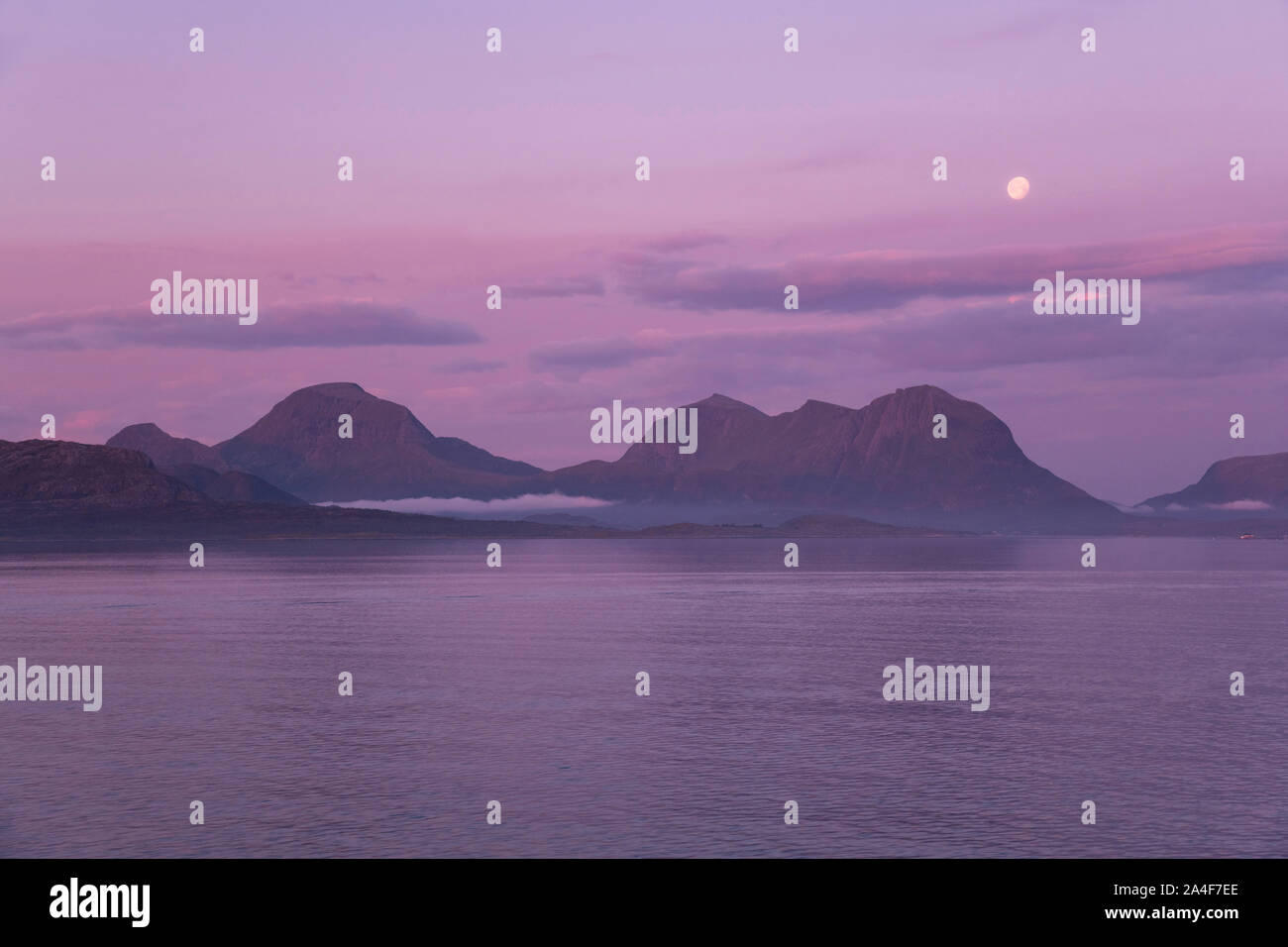 Dramatic scenery and a moonset on the northwest coast of Norway north ...