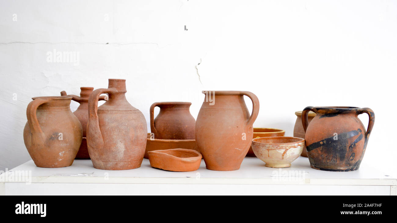 old handmade pottery from macedonia, image Stock Photo - Alamy