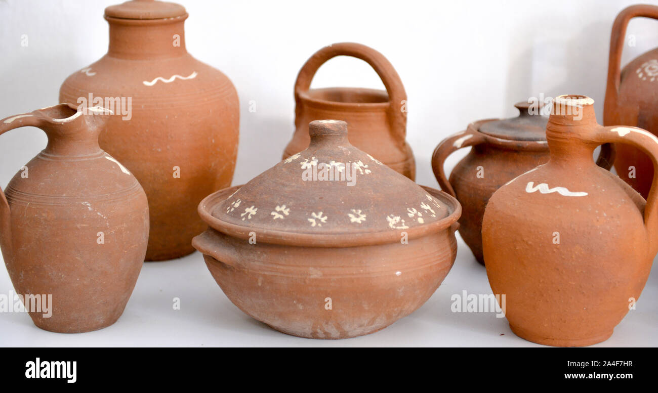 old handmade pottery from macedonia, image Stock Photo - Alamy