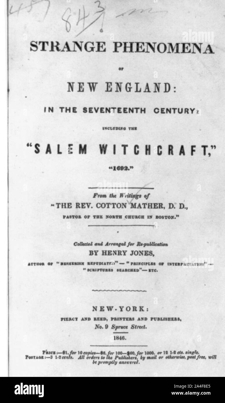 Title page and last page of Strange Phenomena of New England in the ...