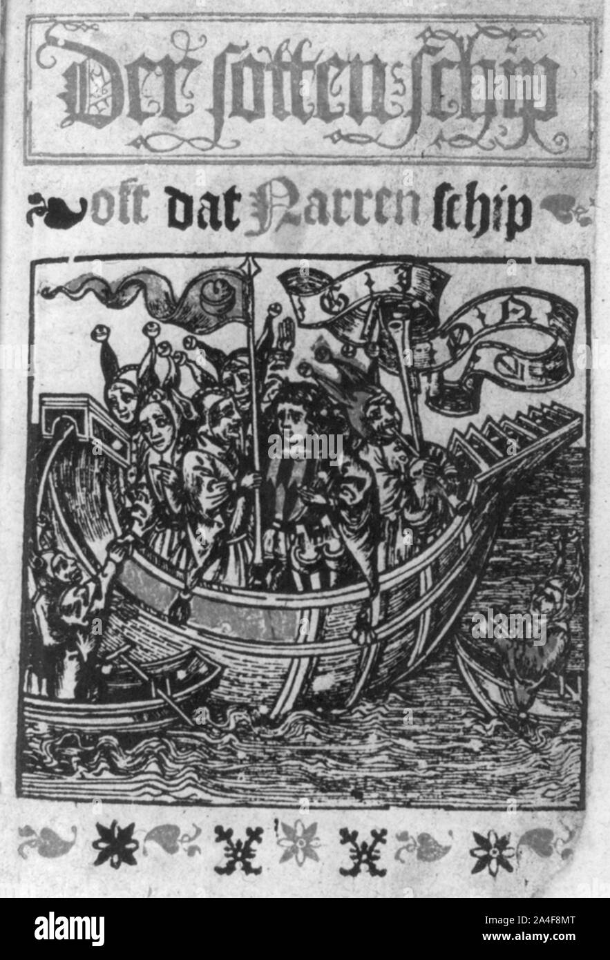 Title page of Sebastian Brant's Ship of Fools with woodcut illustration ...