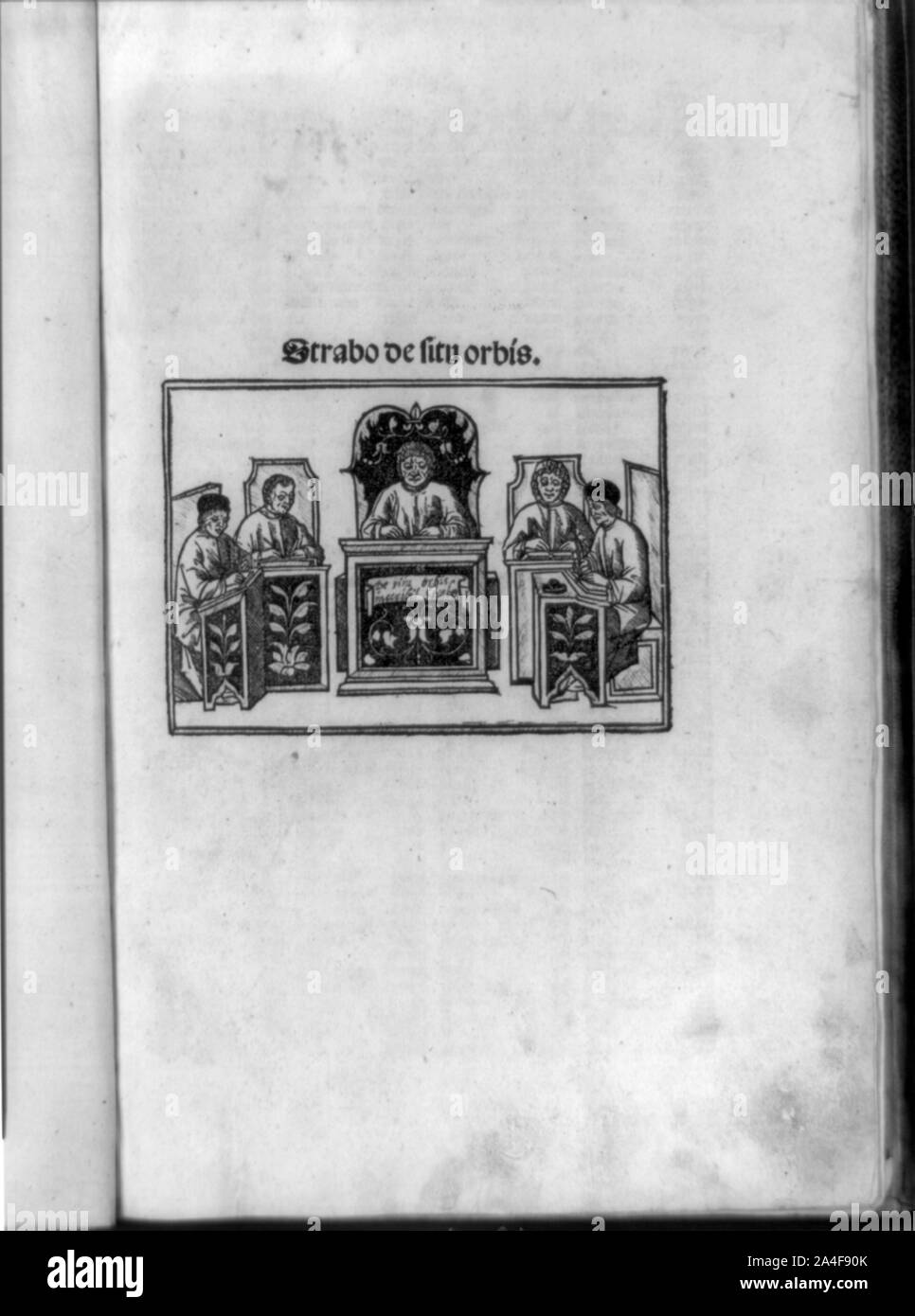 Title page with five men seated at desks writing, possibly includes the ...