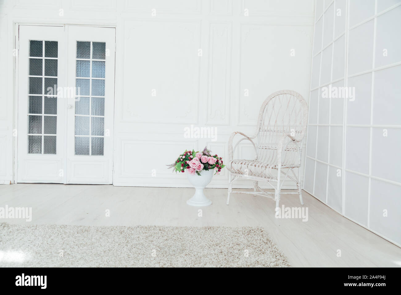 chair in the interior of the white room decor of the house Stock Photo ...