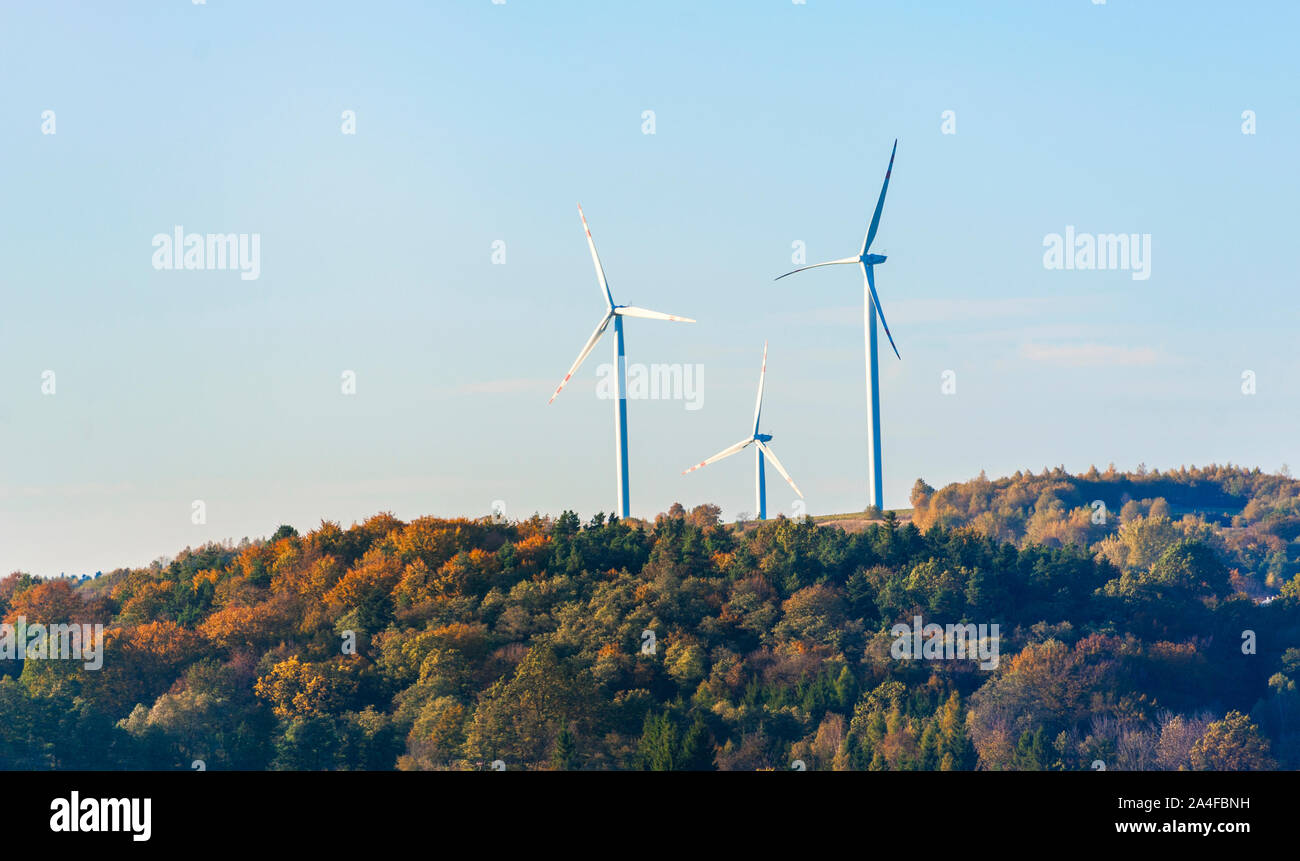 Group of wind turbines. Renewable energy. Electrical windmills Stock ...