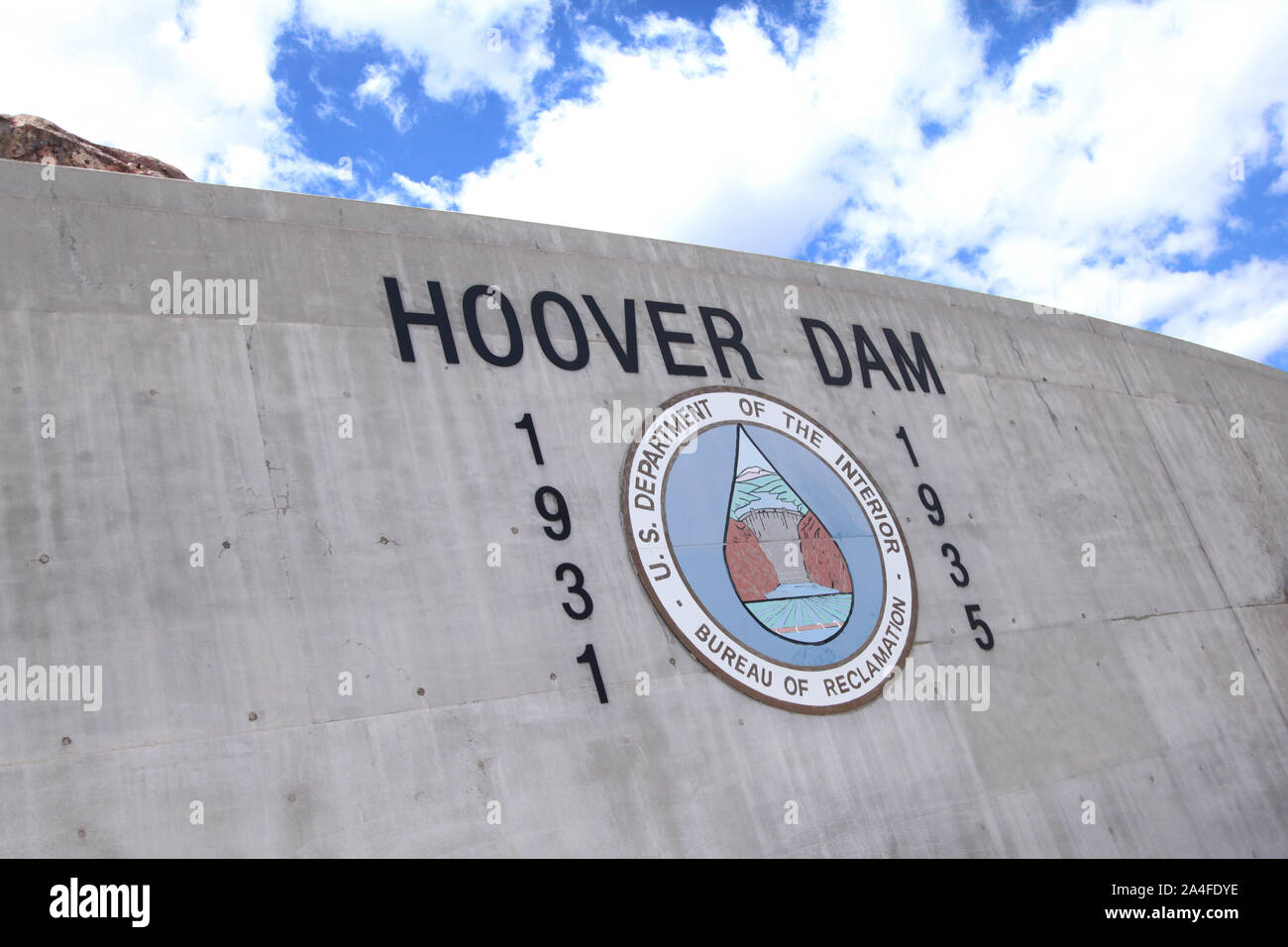 Hoover Dam, Colorado River, USA - sign on the HOOVER DAM 1931-1935 ...