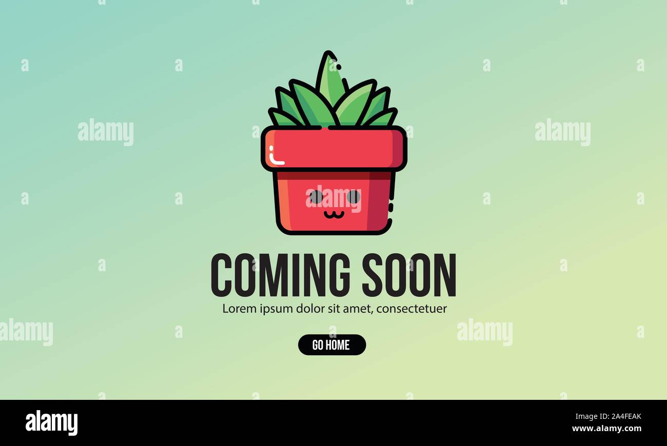coming soon Page Interface Design with Plant Vector Illustration Stock ...