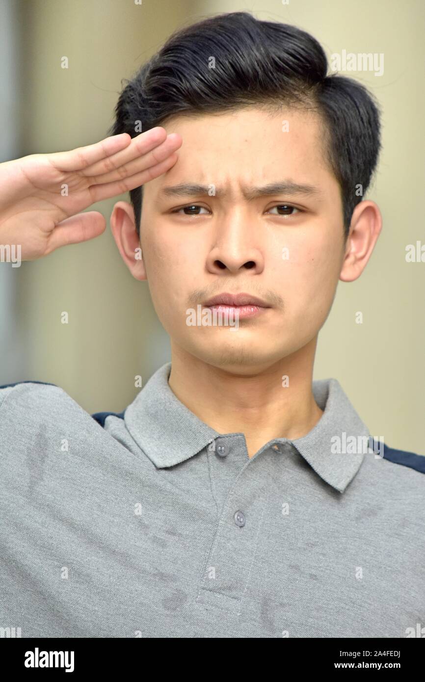 Chinese Male Saluting Stock Photo - Alamy