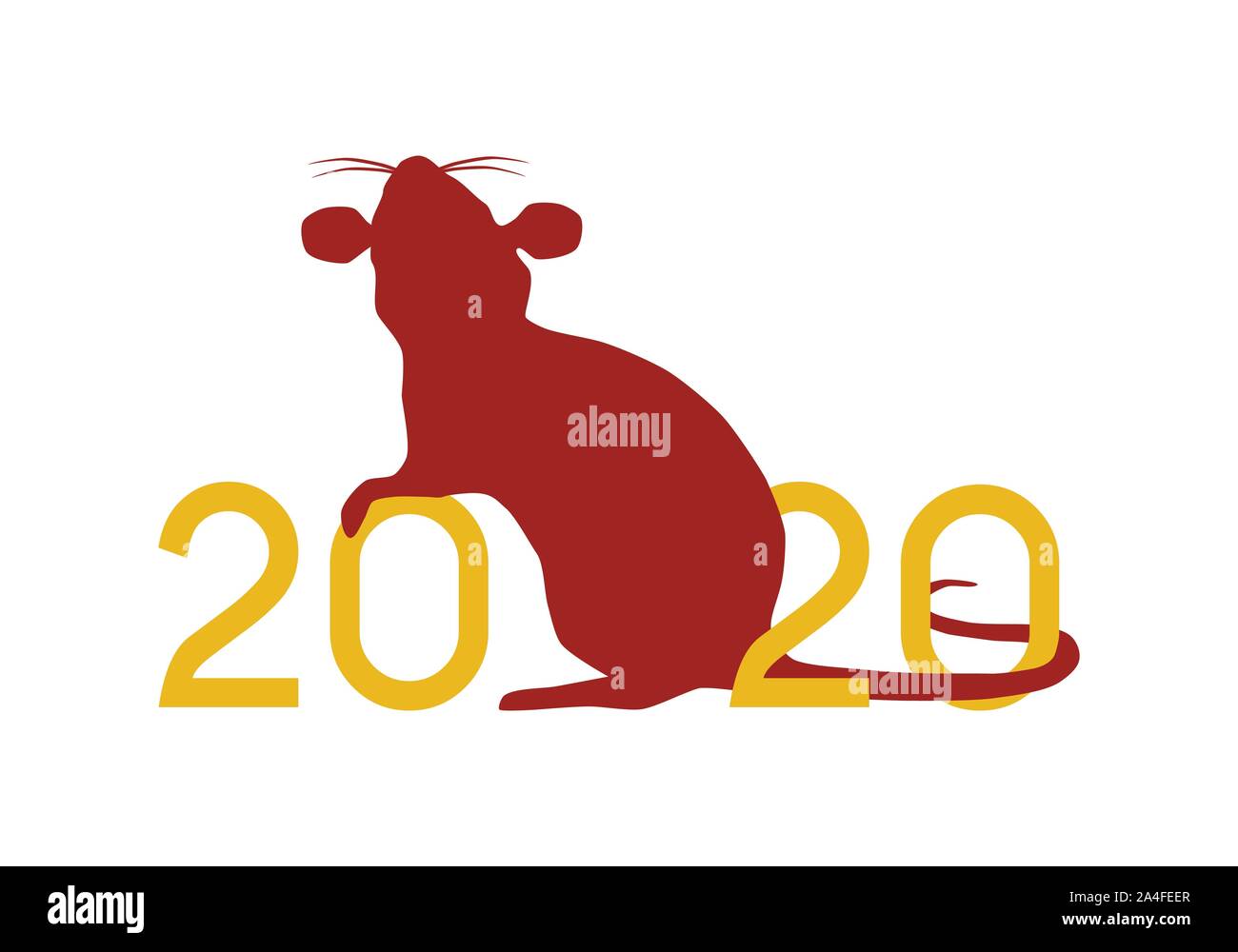 Happy Chinese New Year 2020 year of the Rat vector illustration red ...