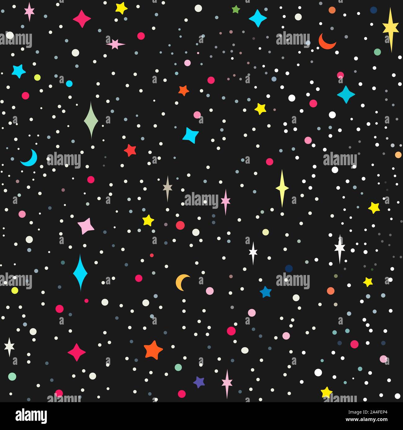 Night Sky. Starry sky drawing vector seamless background. Space pattern ...