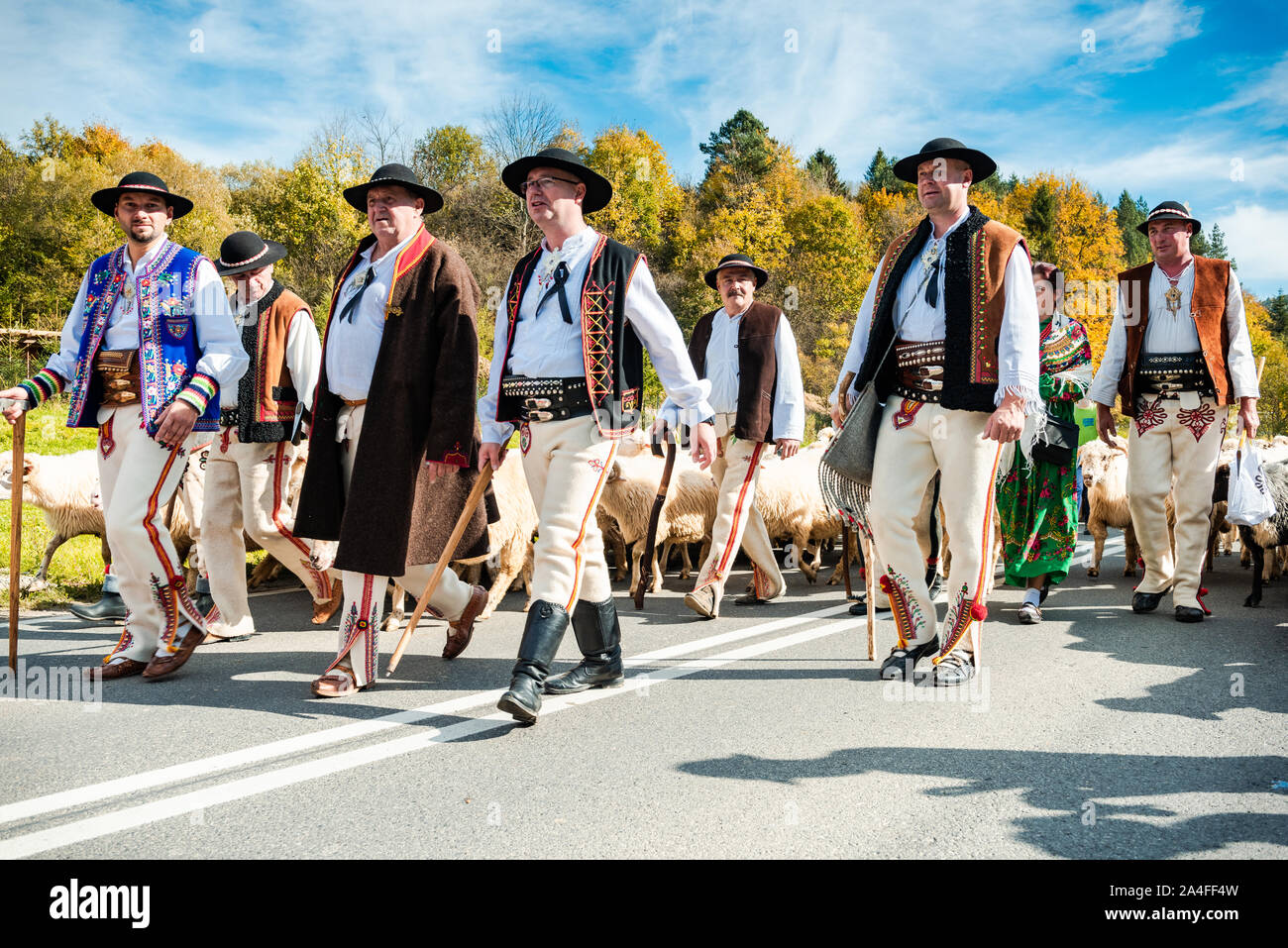 SZCZAWNICA,POLAND - OCTOBER 12, 2019: Polish Shepherds in Traditional ...