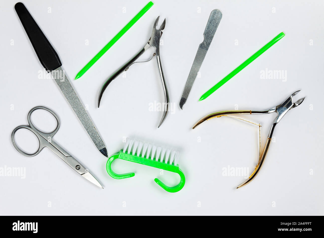Manicure and pedicure tools on a white background Stock Photo - Alamy