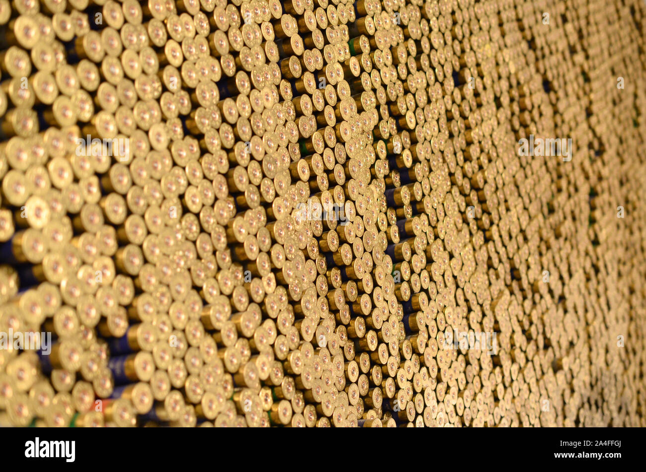 Pattern of 12 gauge cartridges for shotgun bullets. Shells for hunting ...