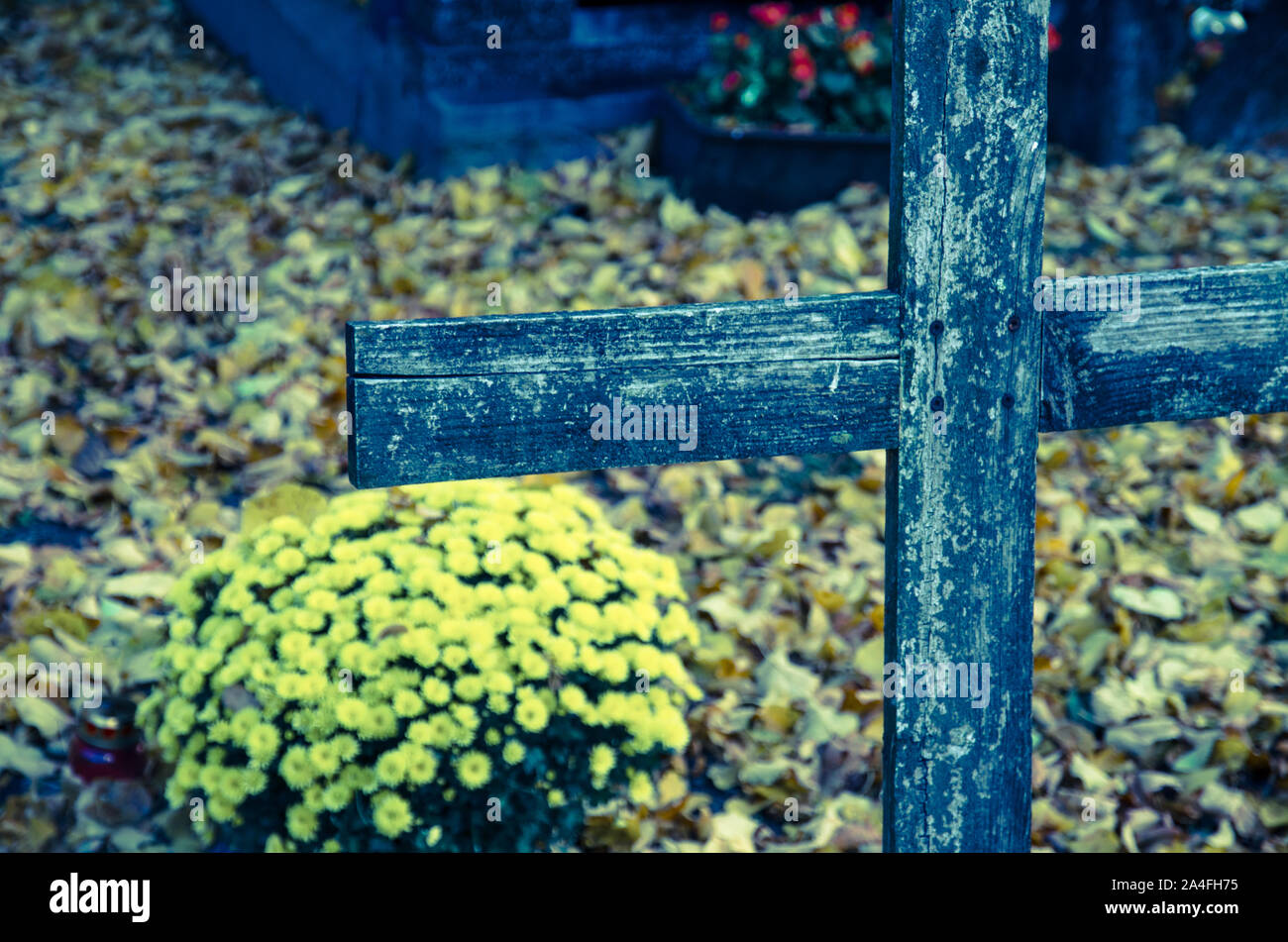 wooden cross in the autumn nature Stock Photo - Alamy