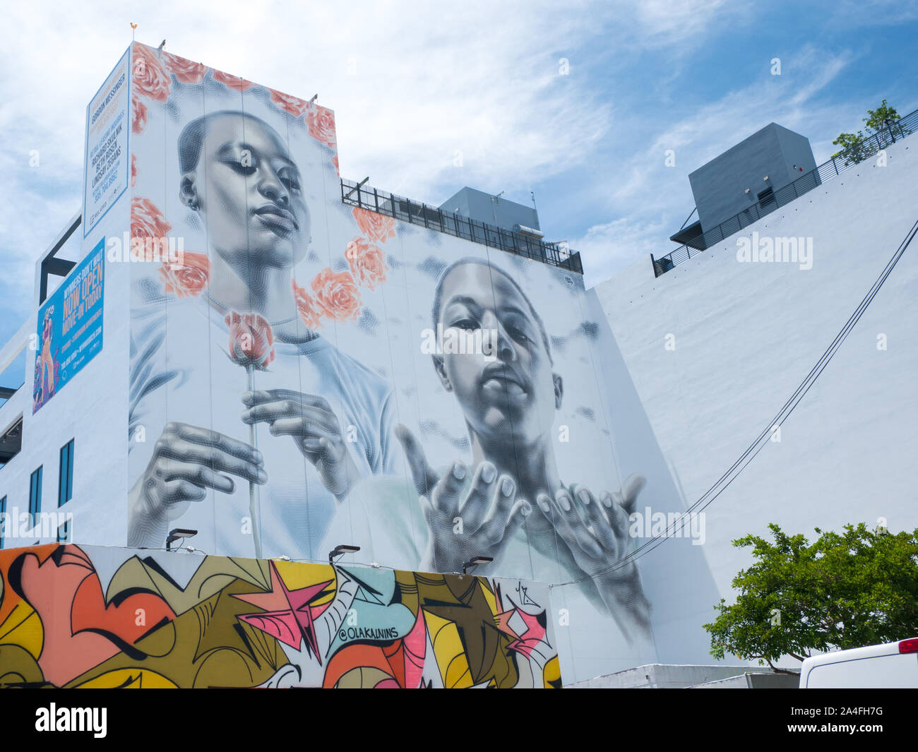 Miami, Florida, USA. August 2019. Art Murals at Wynwood. Wynwood is a ...