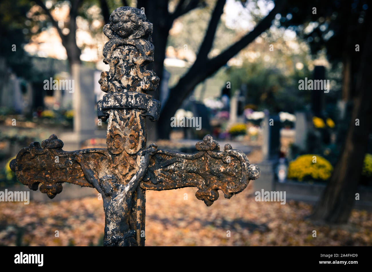 iron rusty cross symbols in the cemetery Stock Photo - Alamy