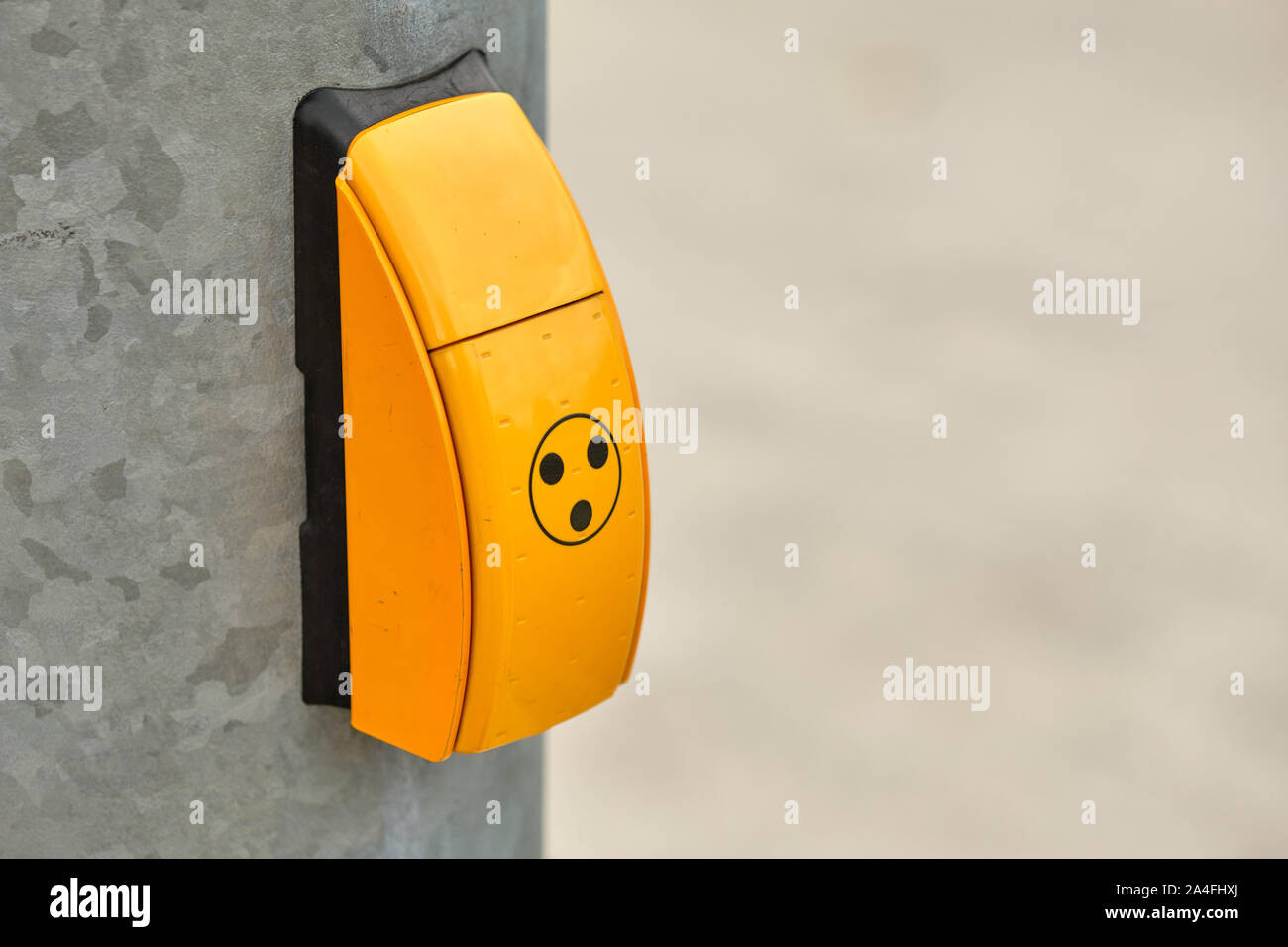 A yellow box at the post of traffic lights in Bavaria, Germany, that ...