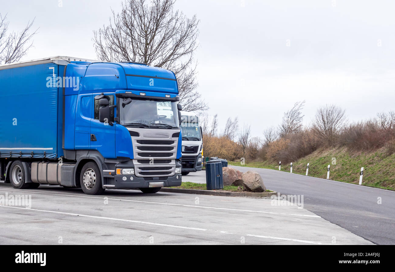 German Trucks at a rest stop Stock Photo - Alamy