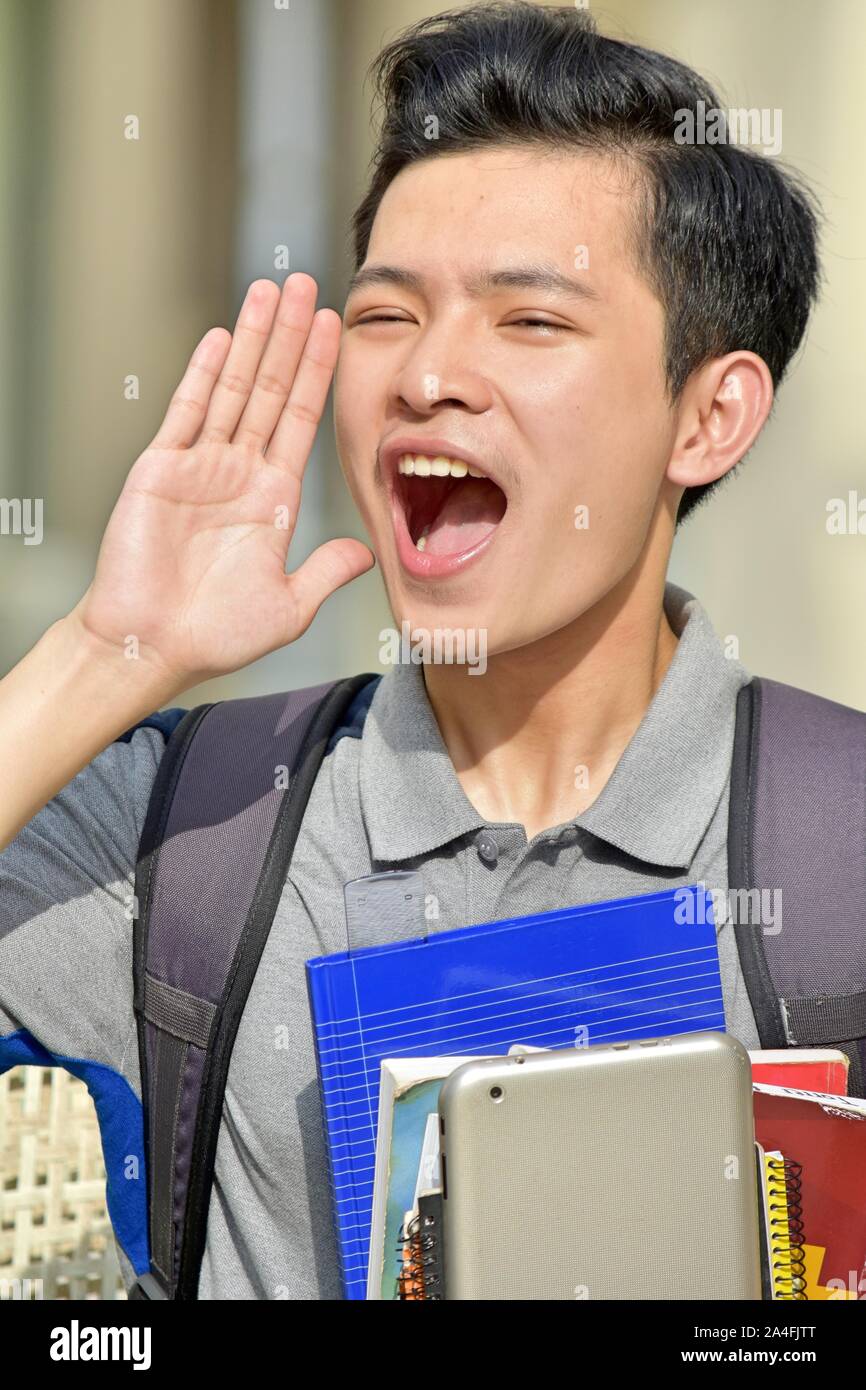 Youthful Asian Boy Student Shouting Stock Photo - Alamy