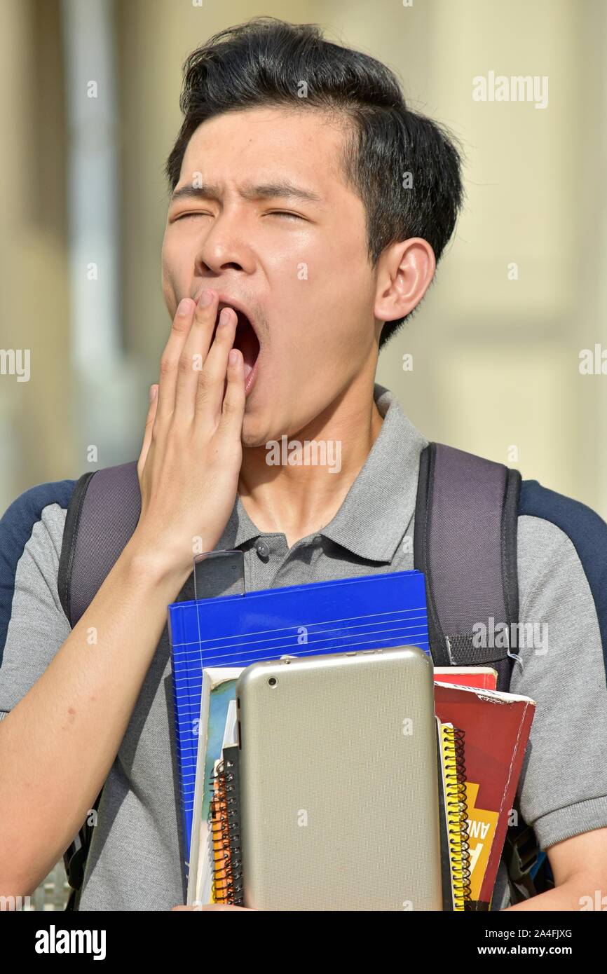 Tired College Asian Person Stock Photo - Alamy