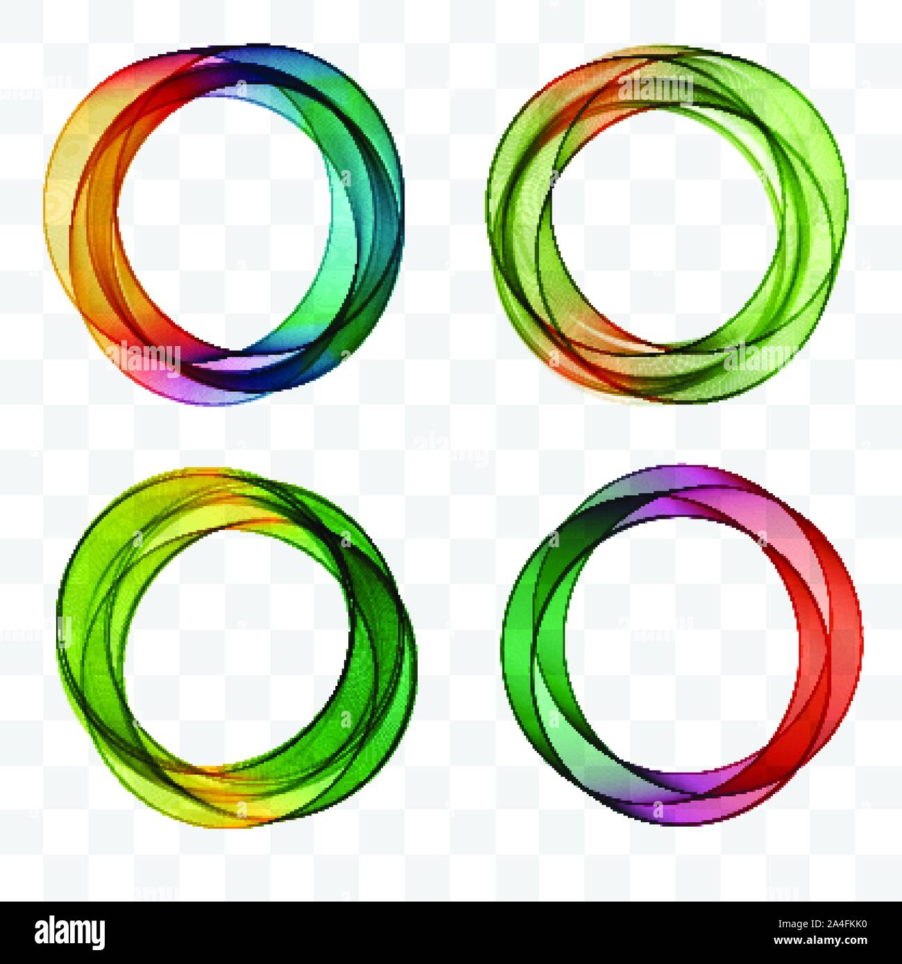set collection of trendy multicolored overlapping transparent circle ...