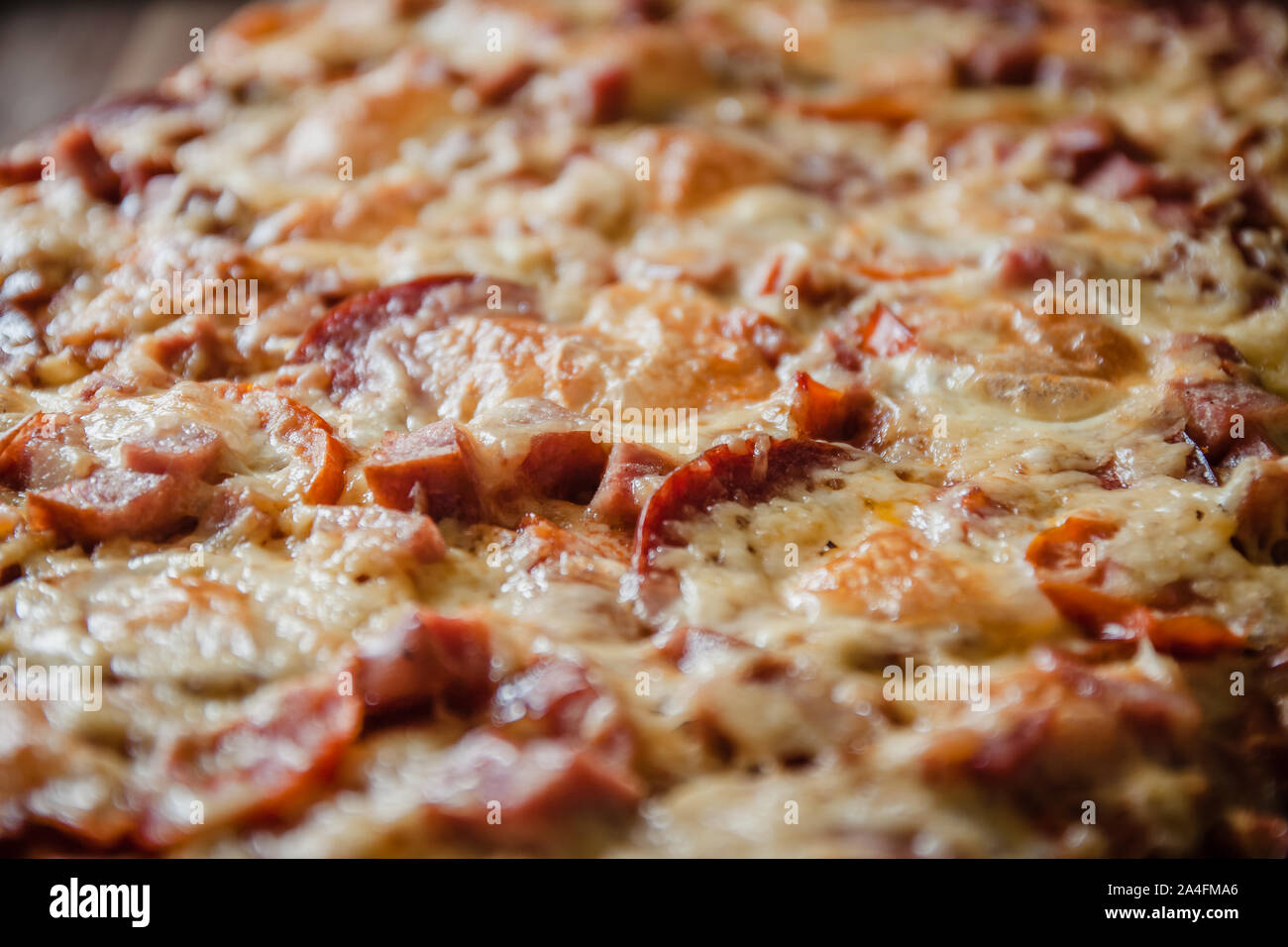 homemade pizza close-up raw and ready-made. Top view, copy space Stock ...