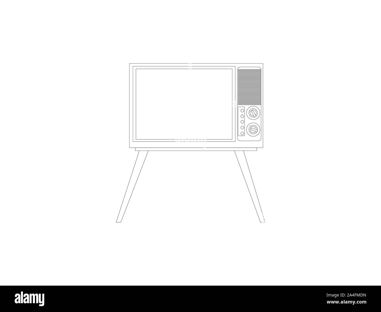 Vector illustration of an old tv isolated in white background Stock ...