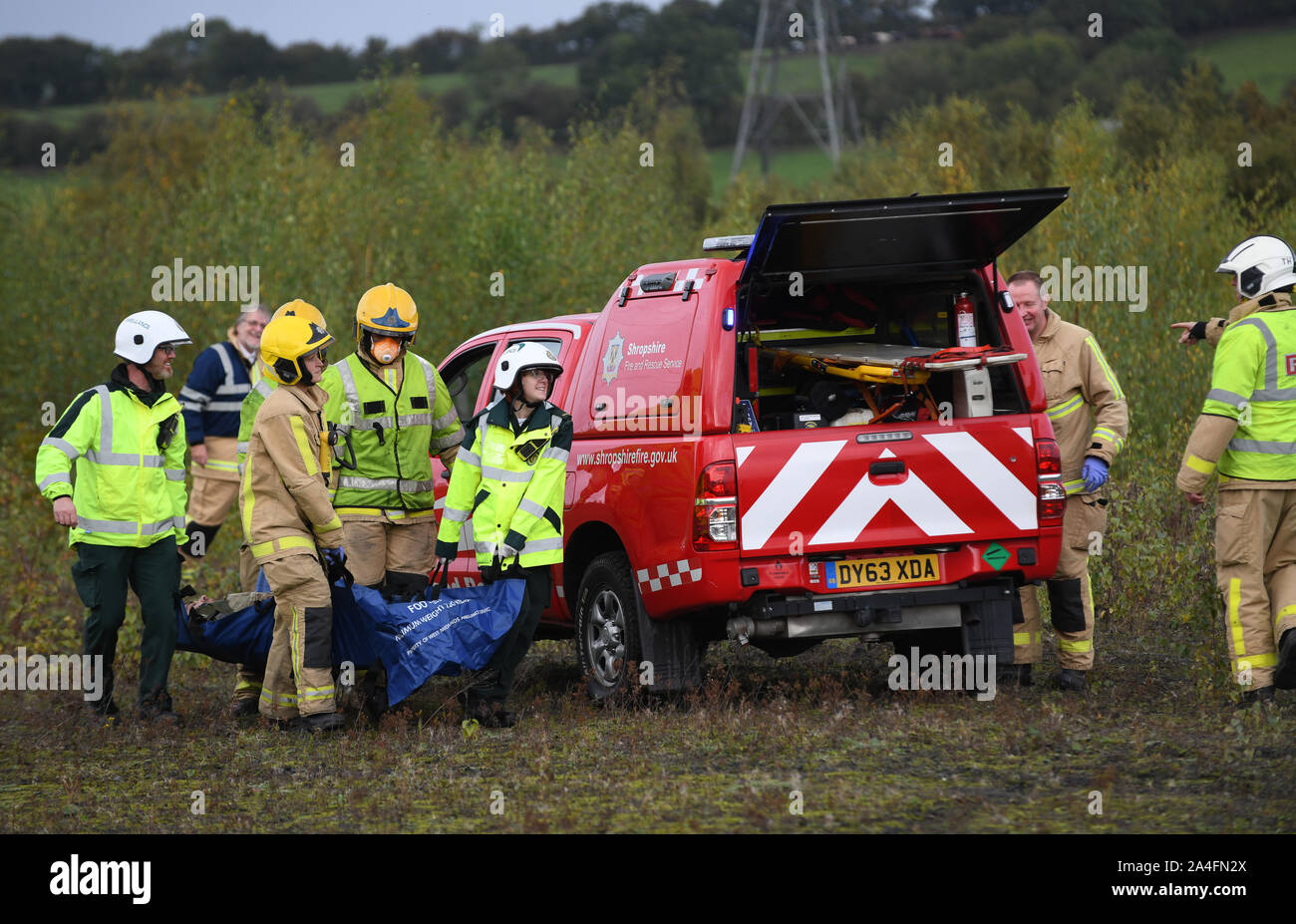 Shropshire Fire and Rescue Service taking part in simulated air ...