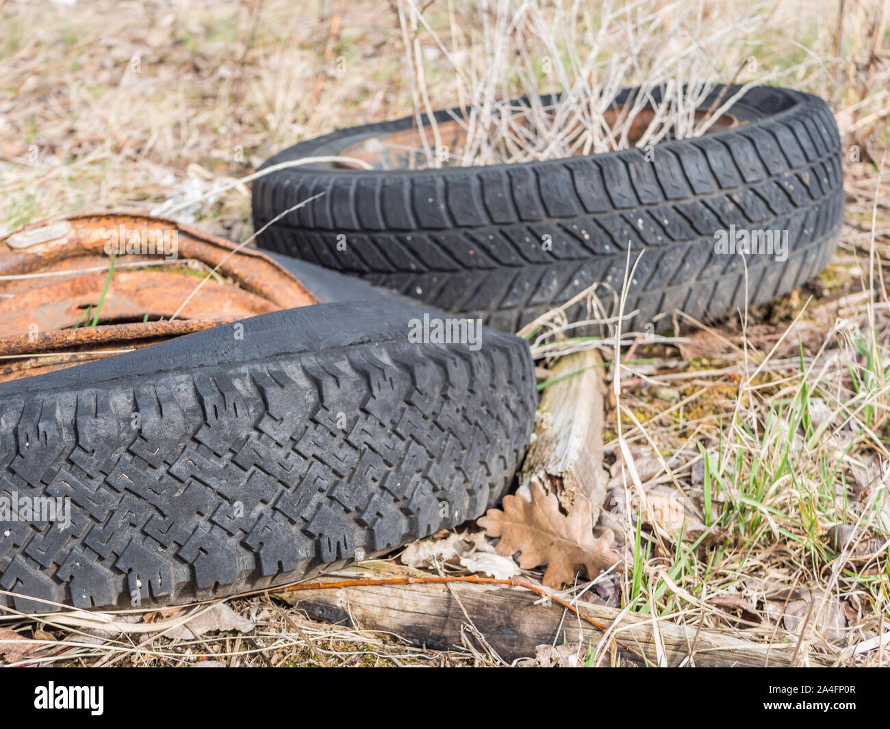 Old tires in nature hi-res stock photography and images - Alamy