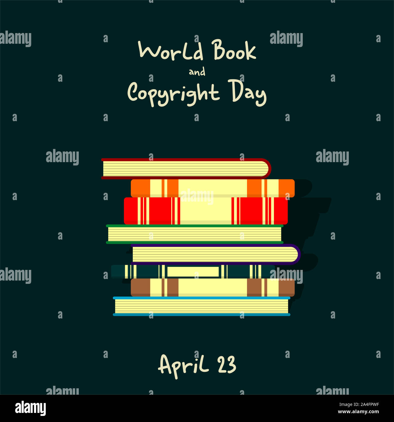 World Book Copyright day with stack of books vector design Stock Photo ...
