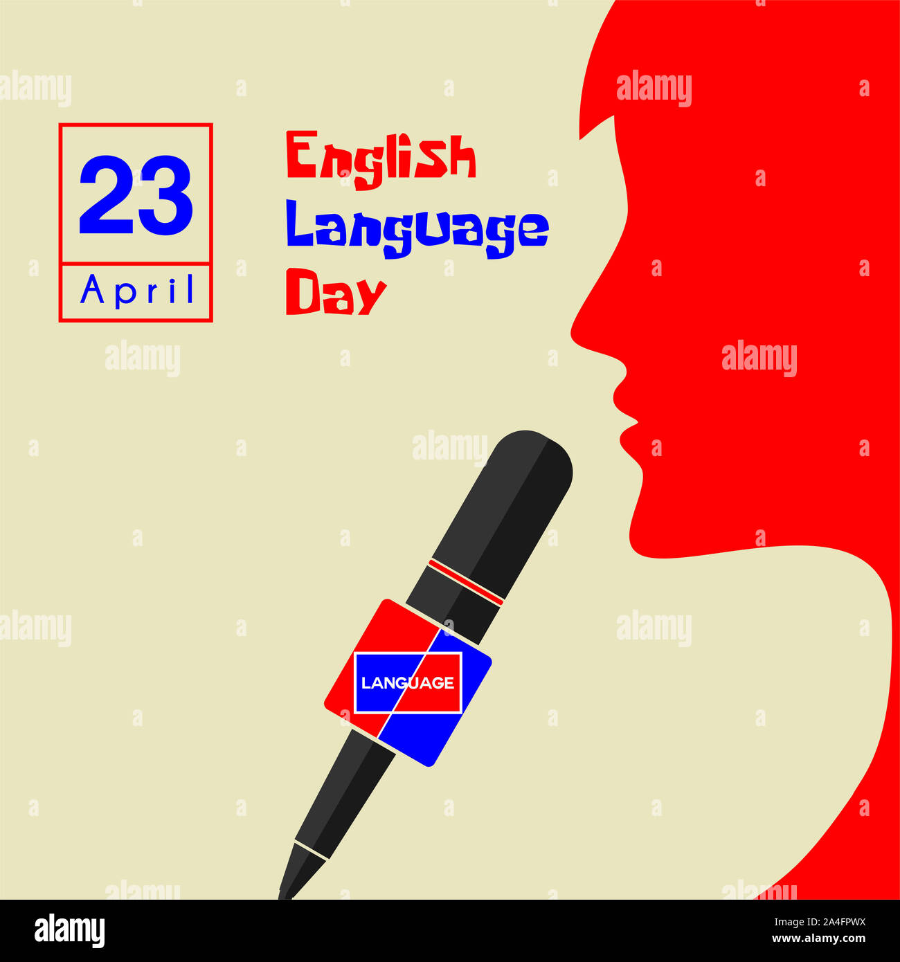 English Language Day with speaking women on microphone vector cartoon ...