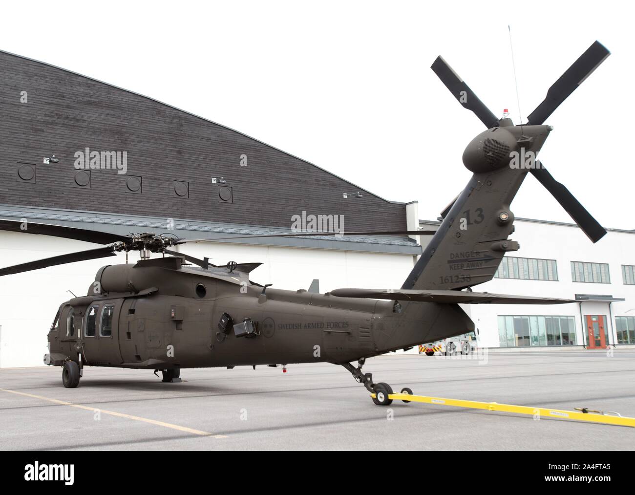 Air Force helicopter Black hawk, Helicopter 16 (HKP 16) at hangar at ...