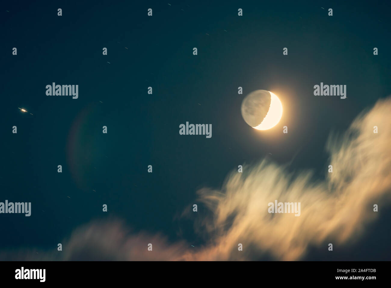 Night of a moon eclipse, dark nighttime sky background with an ...