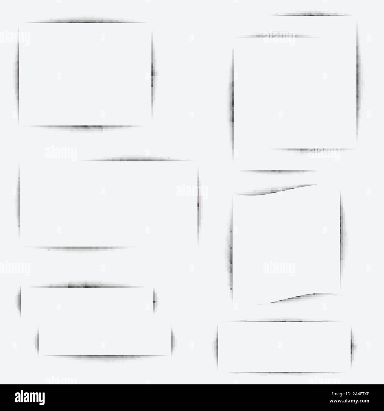Paper sheet shadow effect. Vector transparent realistic shadows set for ...