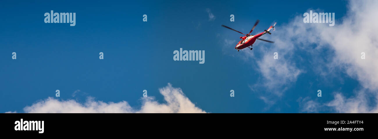 Polish TOPR helicopter - Mountain Rescue helicopter in action Stock ...