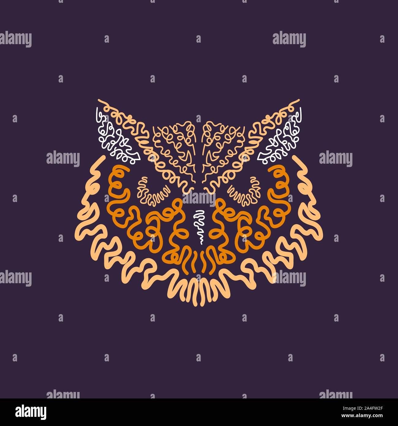 Hand drawn owl head. It can be used for print design. Digital art of ...