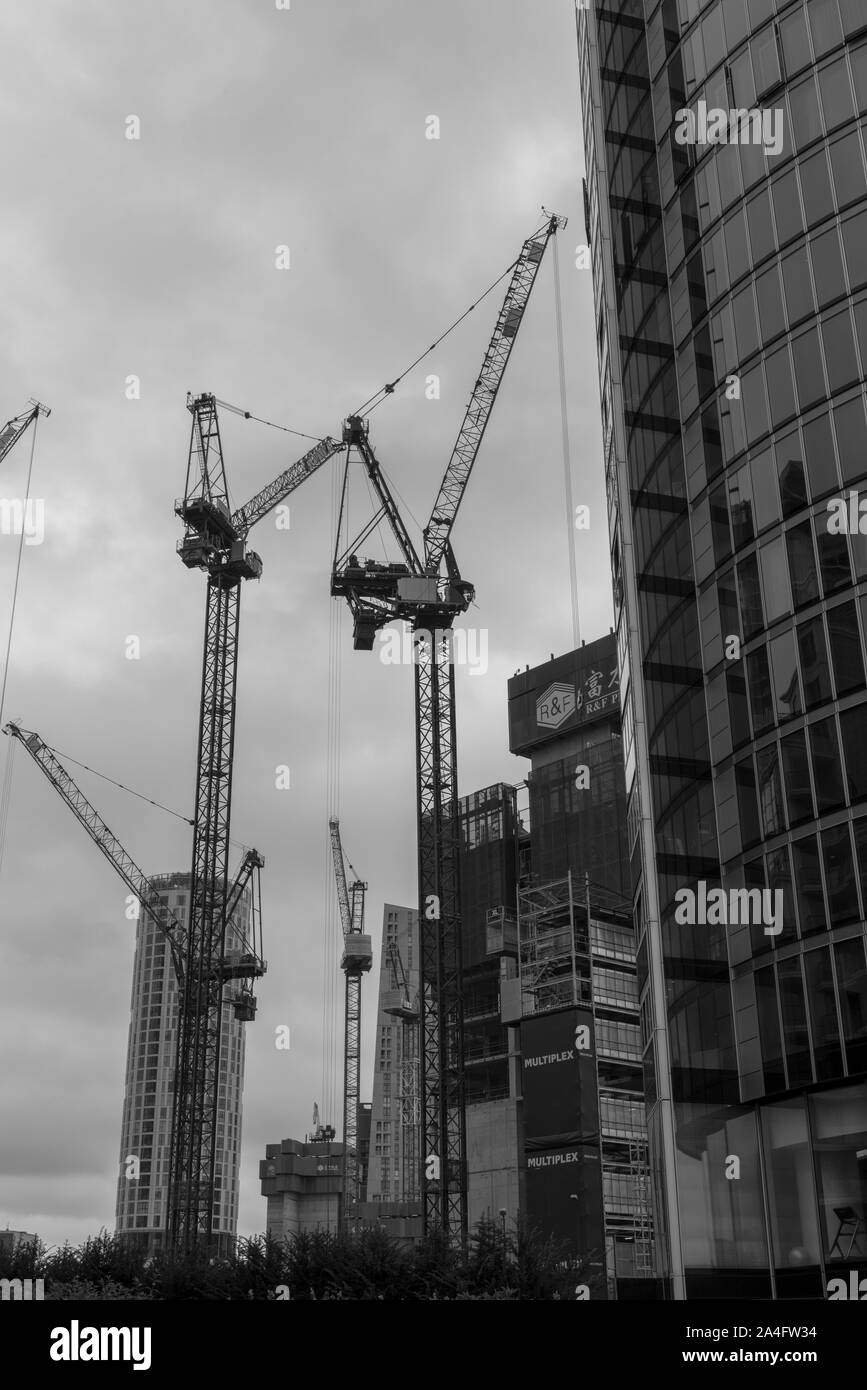 Building work, constructing a tower block in Nine Elms, London Stock ...