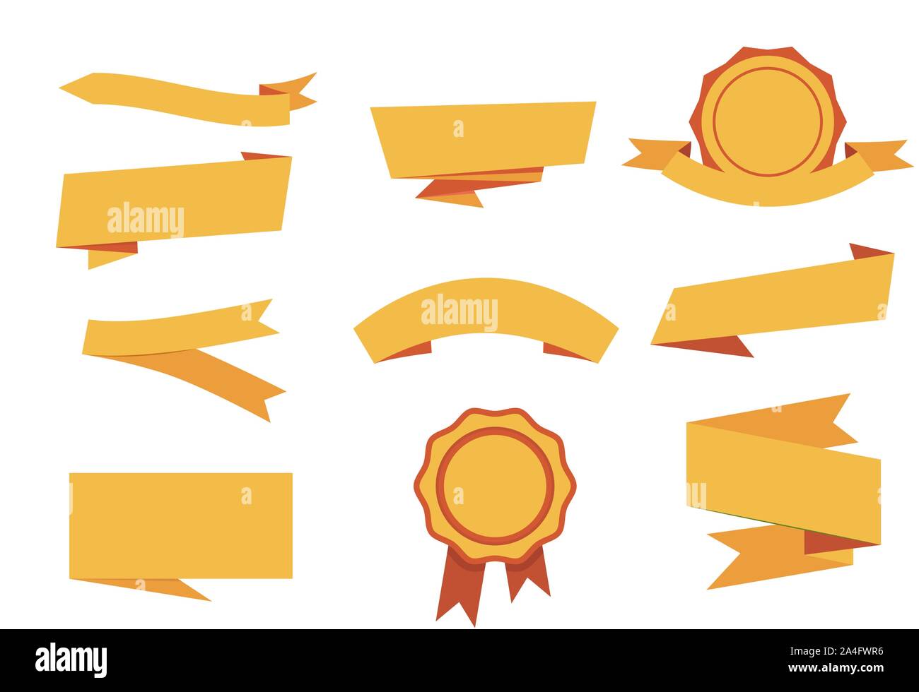 Yellow Ribbon elements set. Starburst label. Vintage yellow. Modern ...